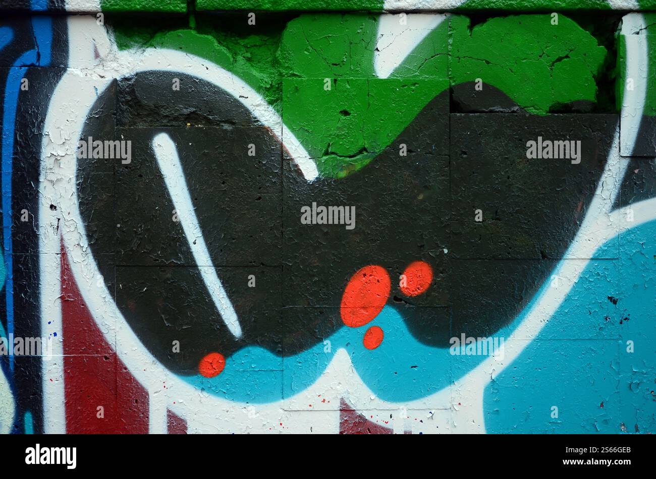 A fragment of graffiti drawing using contours, applied to the wall with ...