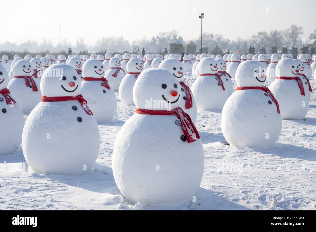 Various snowmen at a snow world in Harbin City, northeast China's ...