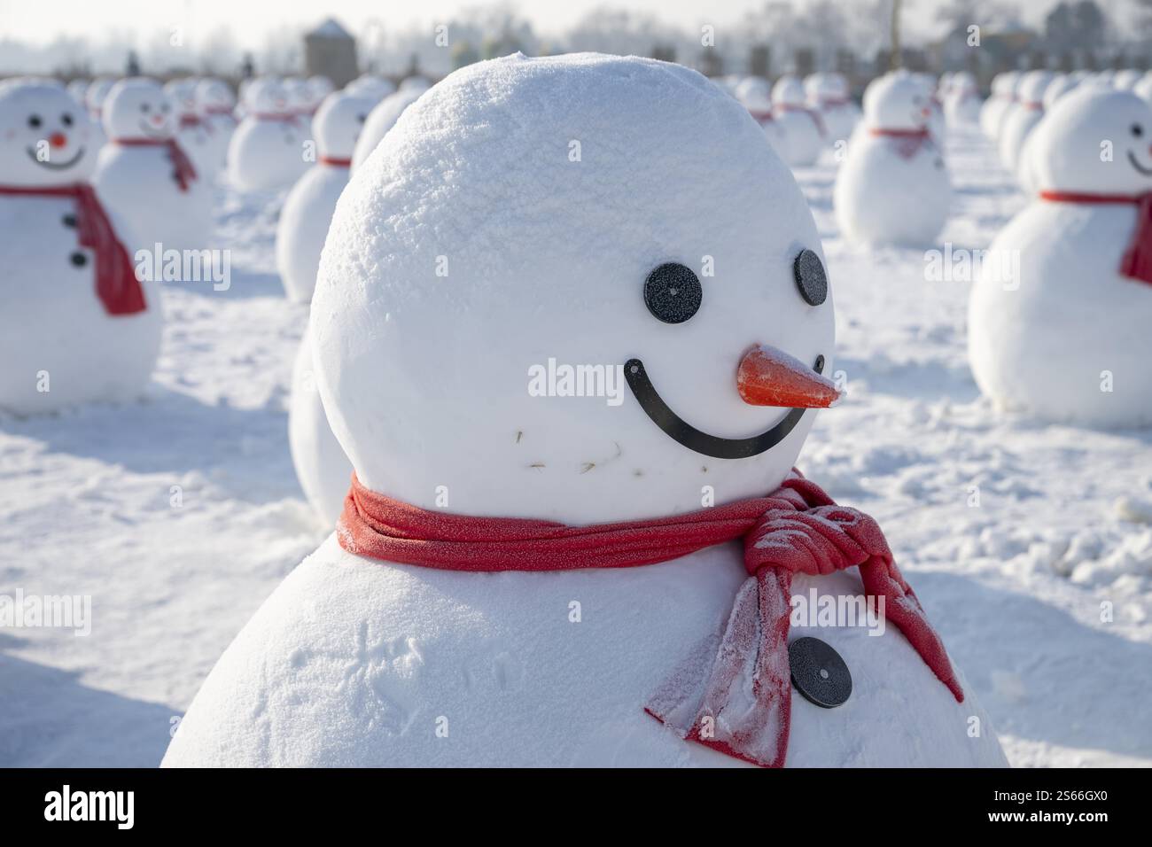 Various snowmen at a snow world in Harbin City, northeast China's ...