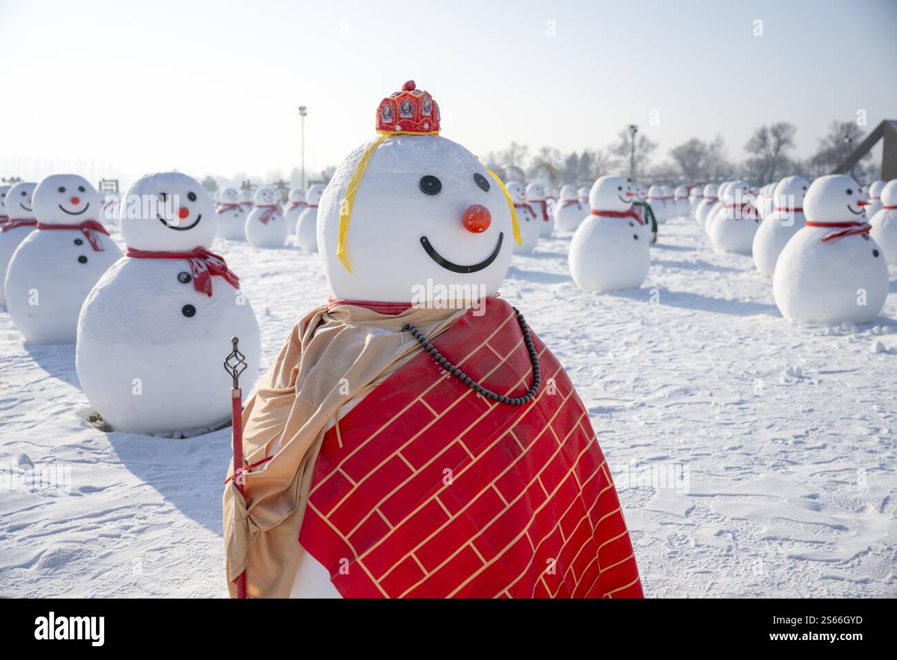 Various snowmen at a snow world in Harbin City, northeast China's ...