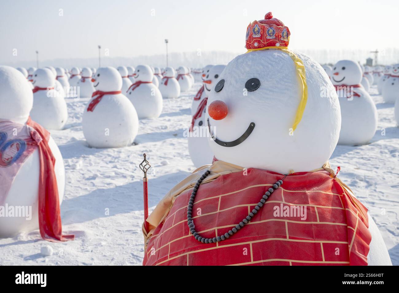 Various snowmen at a snow world in Harbin City, northeast China's ...