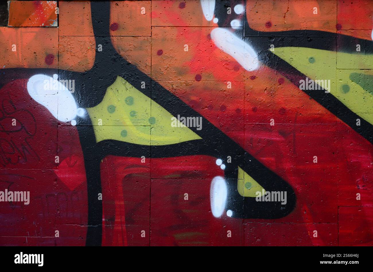 A fragment of graffiti drawing using contours, applied to the wall with ...