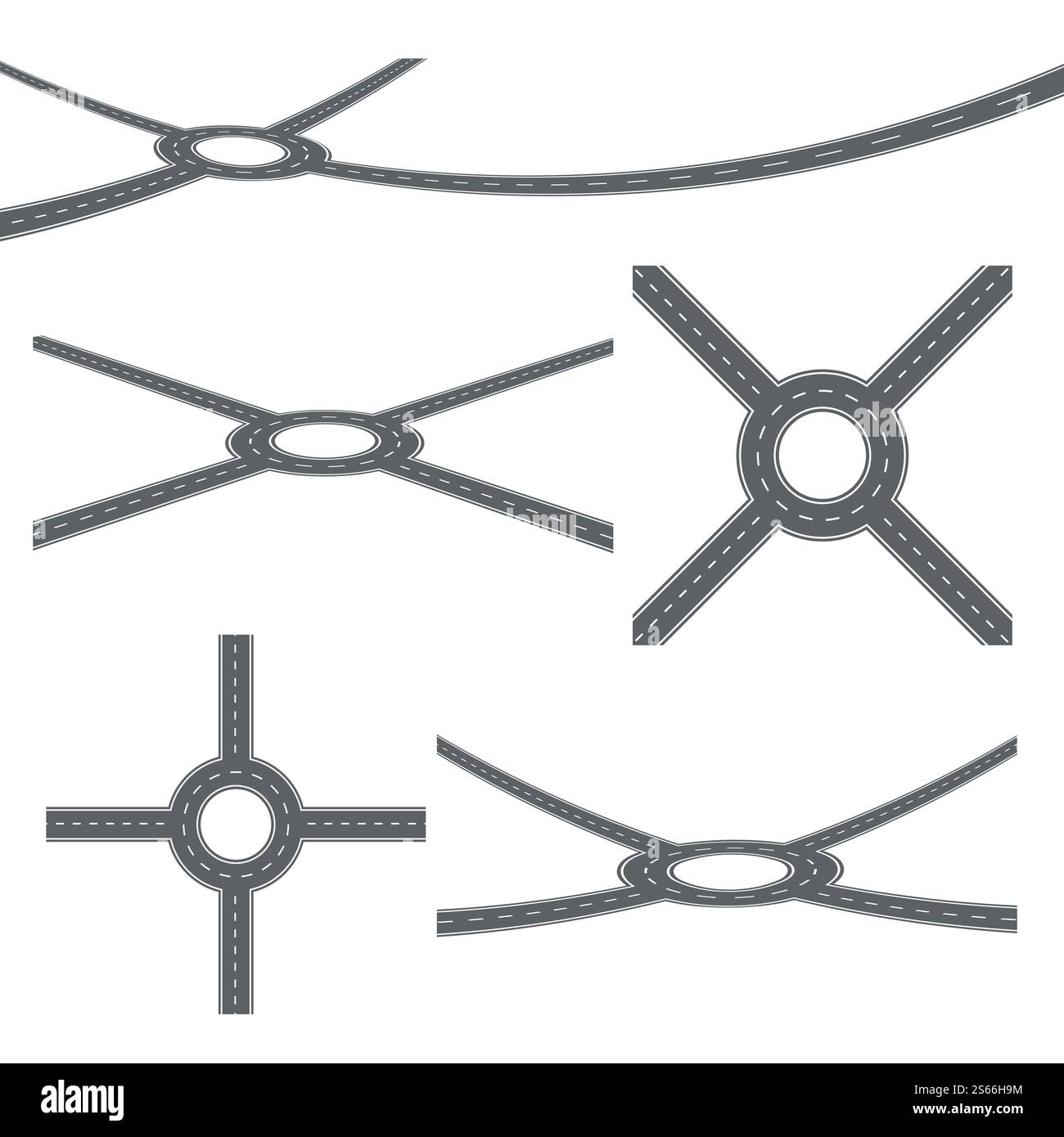 Circular segment of road set vector collection of roundabout Cut Out ...