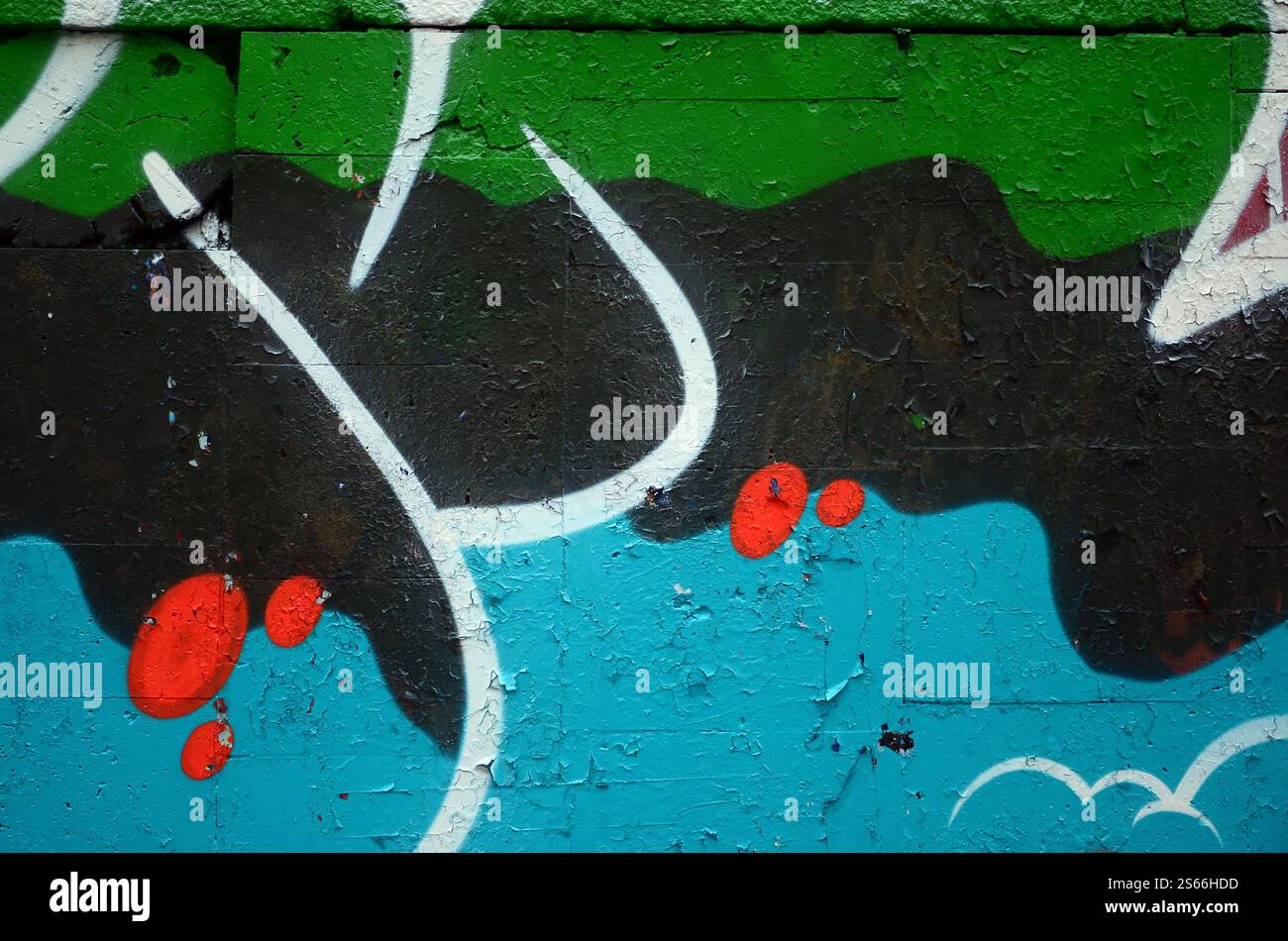 A fragment of graffiti drawing using contours, applied to the wall with ...