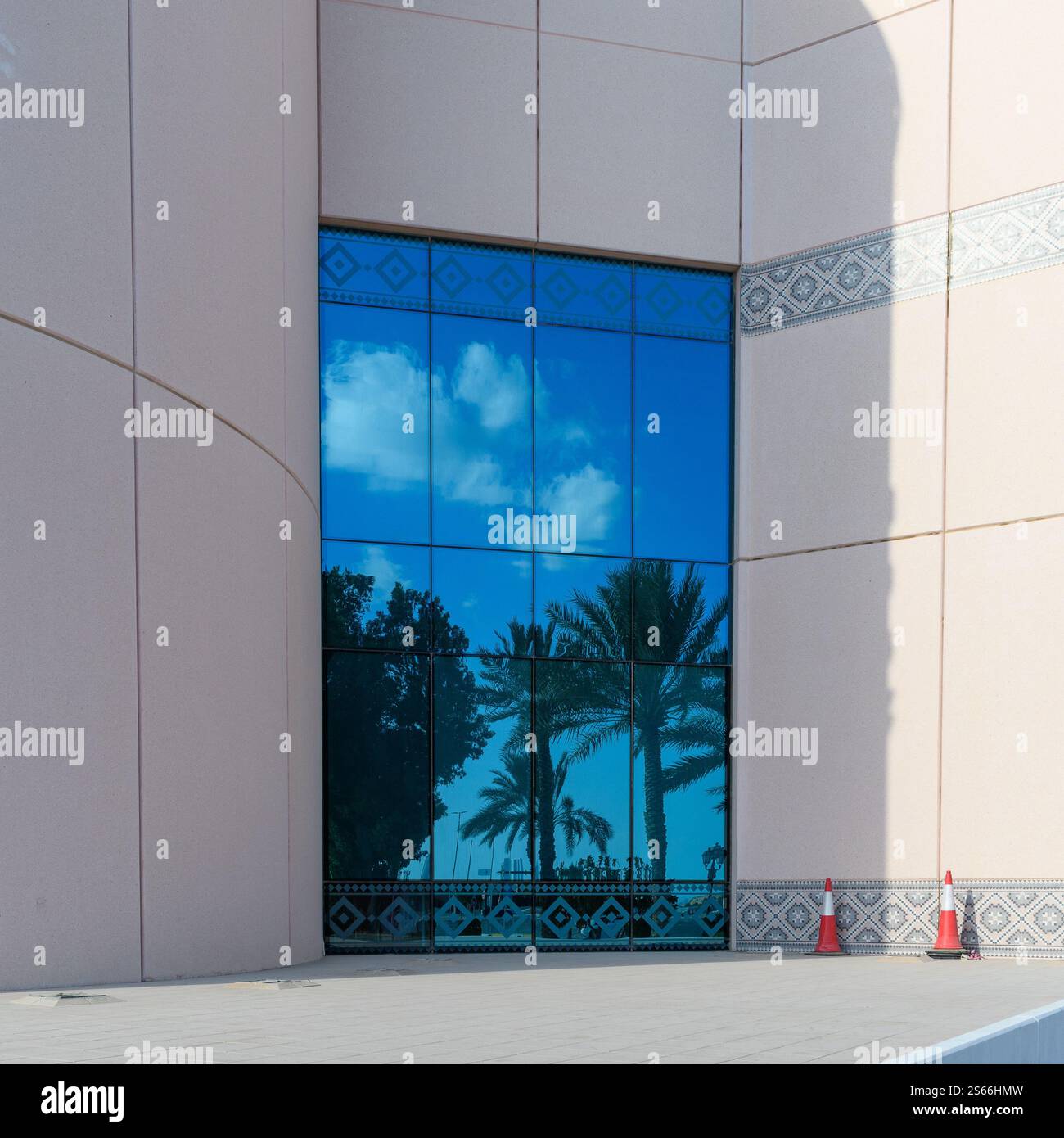 Abu Dhabi, UAE - January 3, 2025: A modern building facade with ...