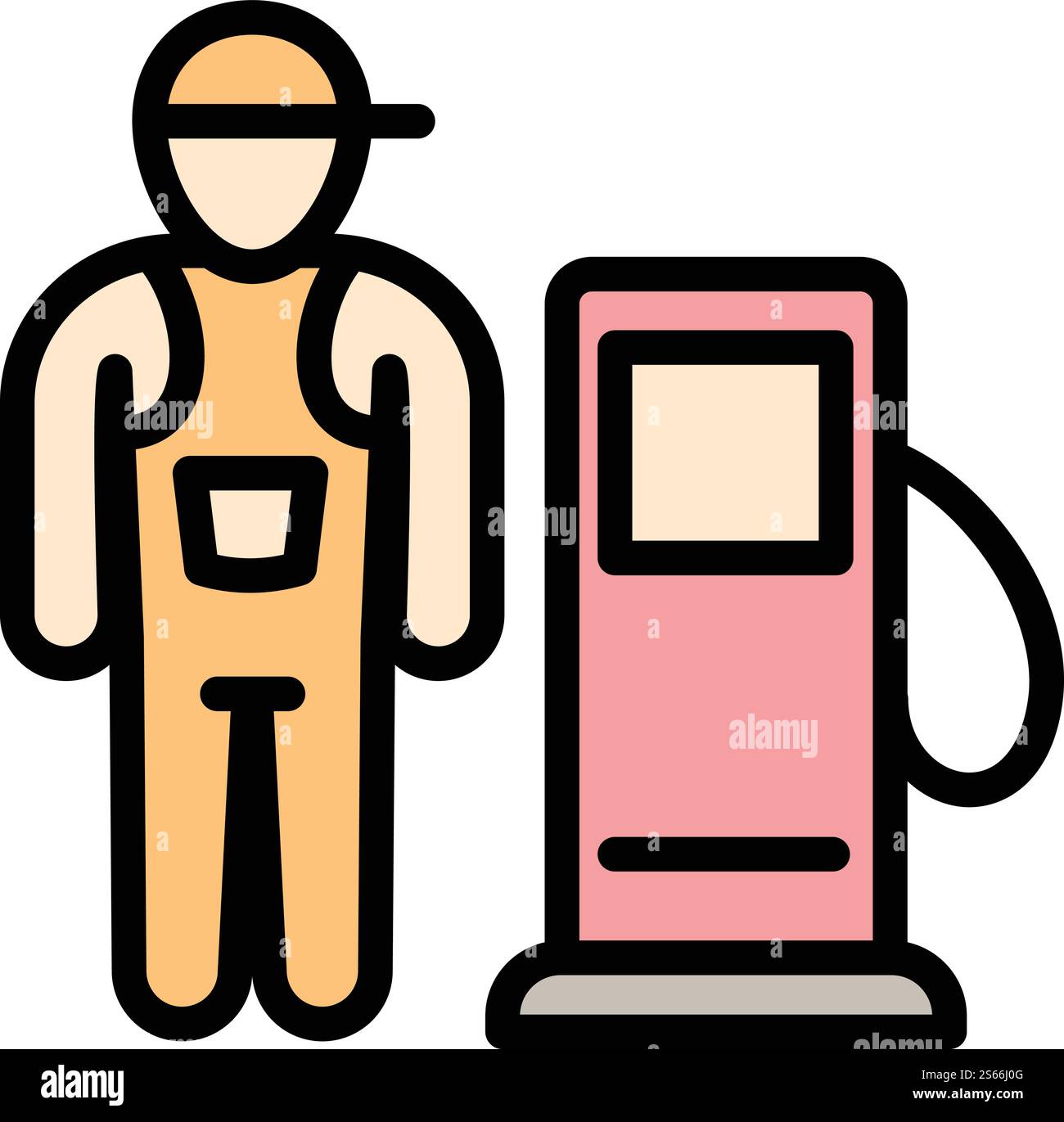 Fuel station worker icon. Outline fuel station worker vector icon for ...