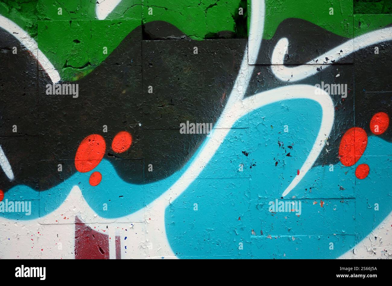 A fragment of graffiti drawing using contours, applied to the wall with ...