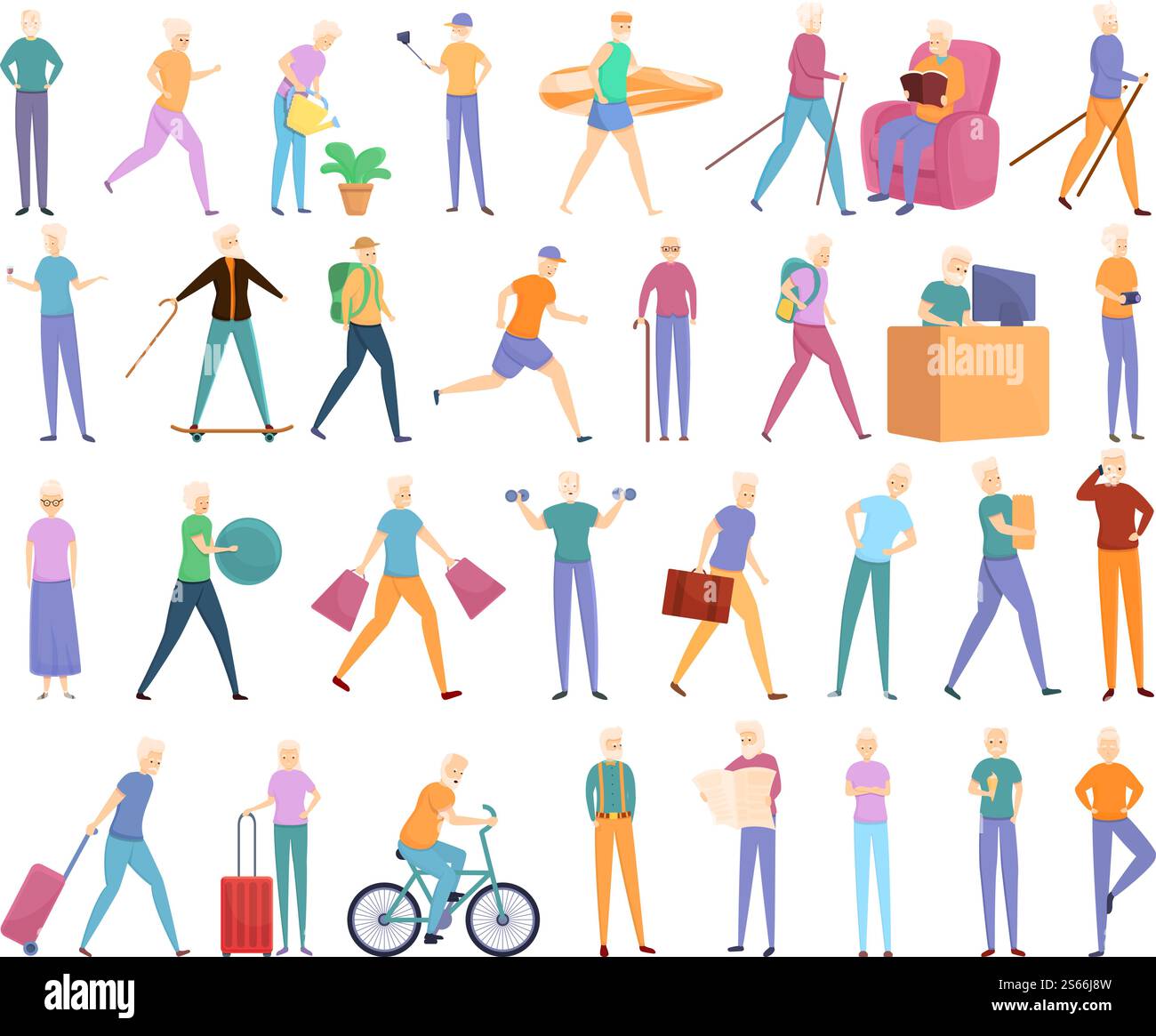 Retirement icons set. Cartoon set of retirement vector icons for web ...