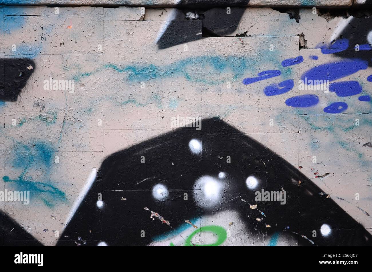 A fragment of graffiti drawing using contours, applied to the wall with ...