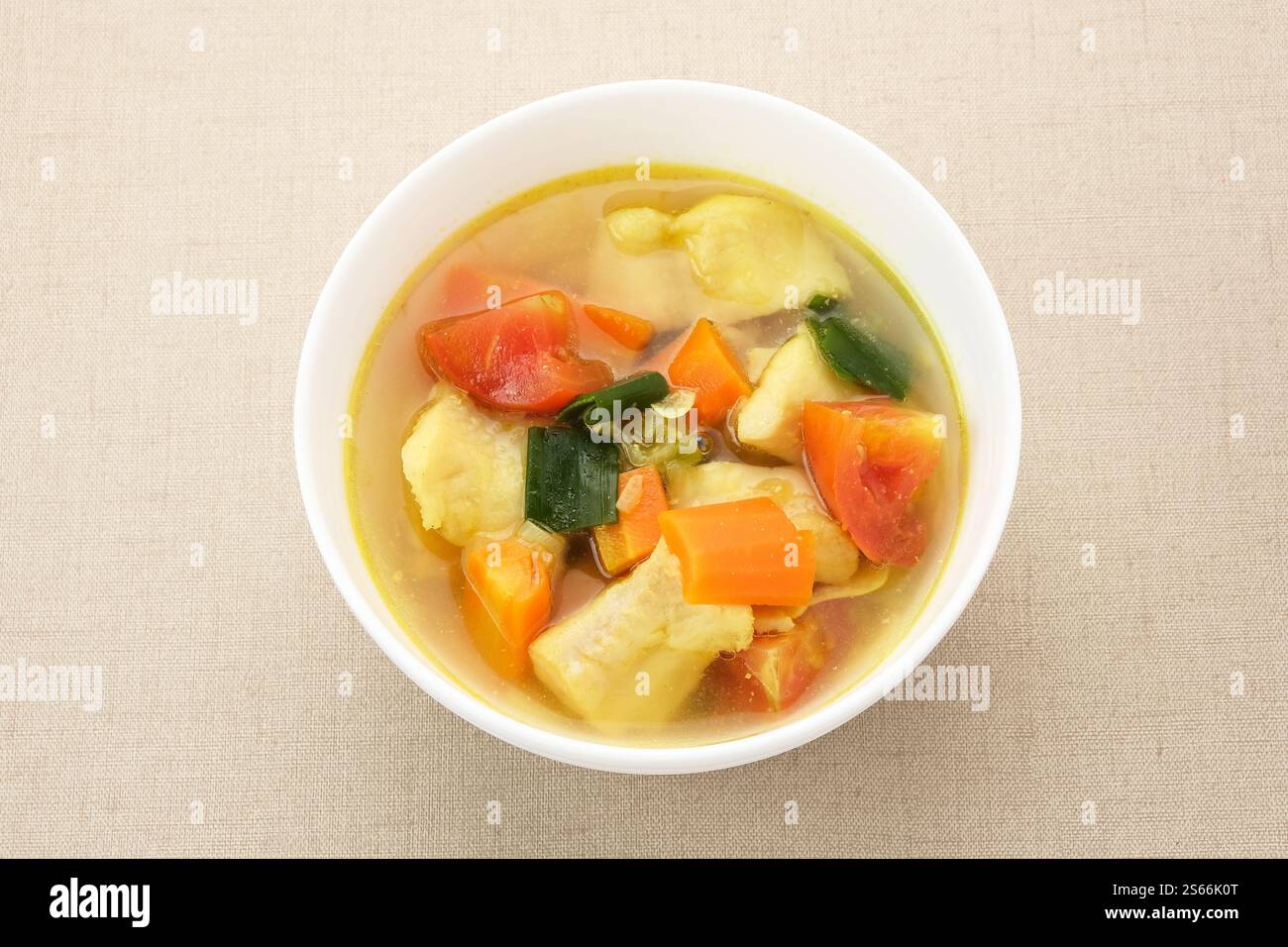 Dori Kuah Kuning, fish soup with carrot, tomatoes and leeks. Indonesian ...