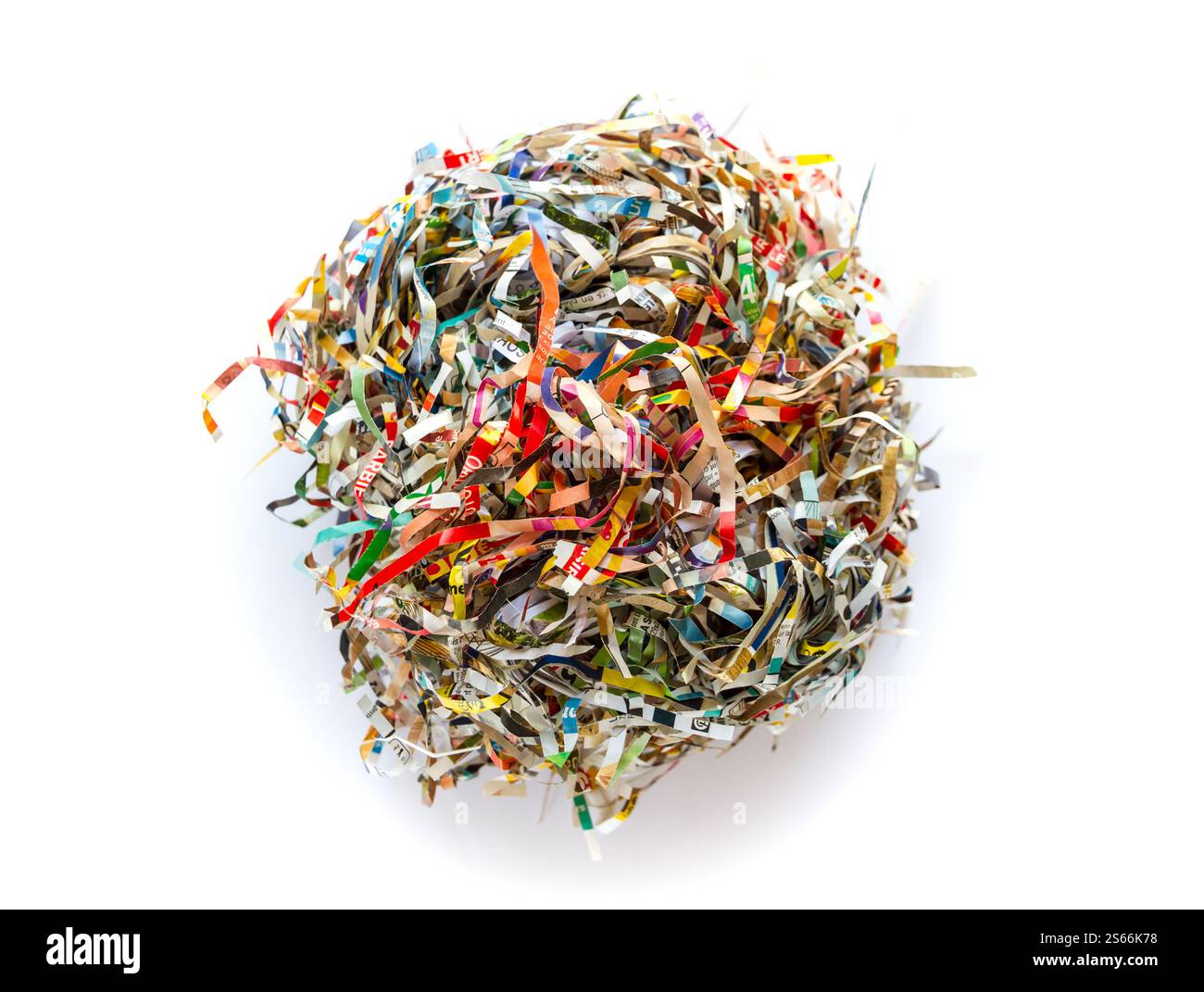 Ball made of shredded papers isolated on white background Stock Photo ...