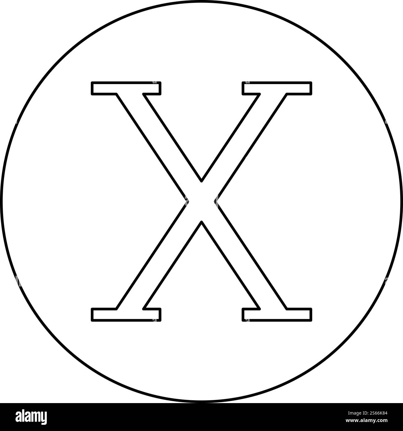 Chi greek symbol capital letter uppercase font icon in circle round ...