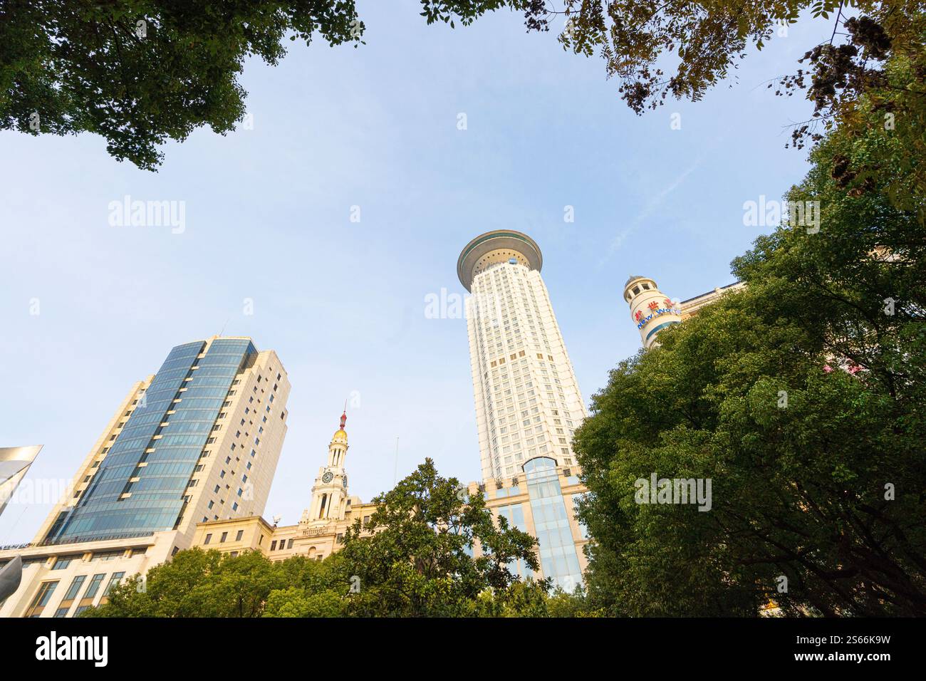 Shanghai, China. January 7, 2025. view of the buildings through the ...