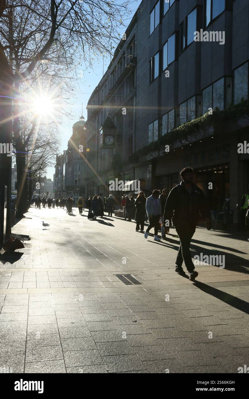 Dublin, Ireland - 15th January 2025 - Silhouettes of people walking ...