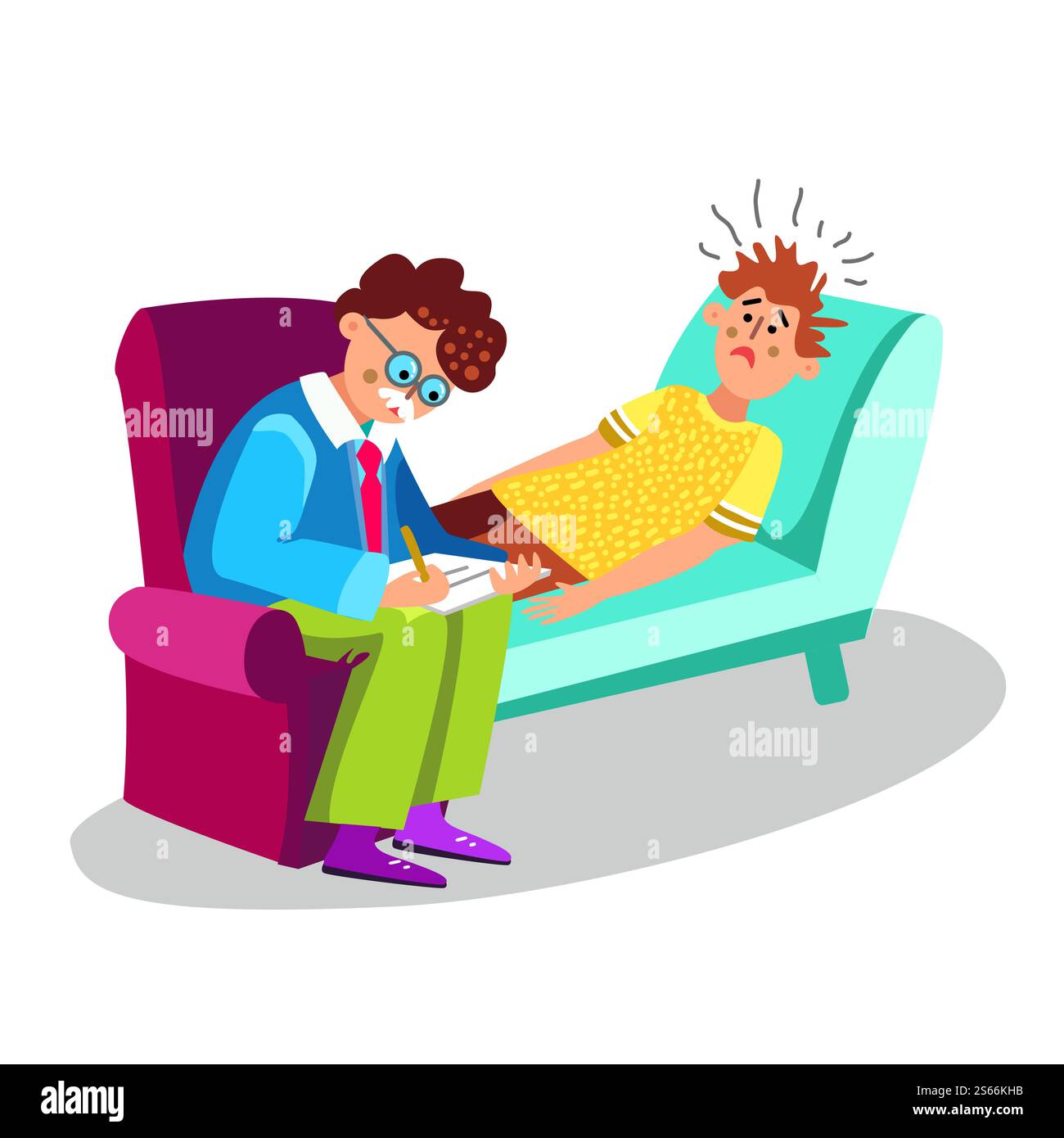 Psychologist And Patient Psychiatry Therapy Vector. Character Doctor ...