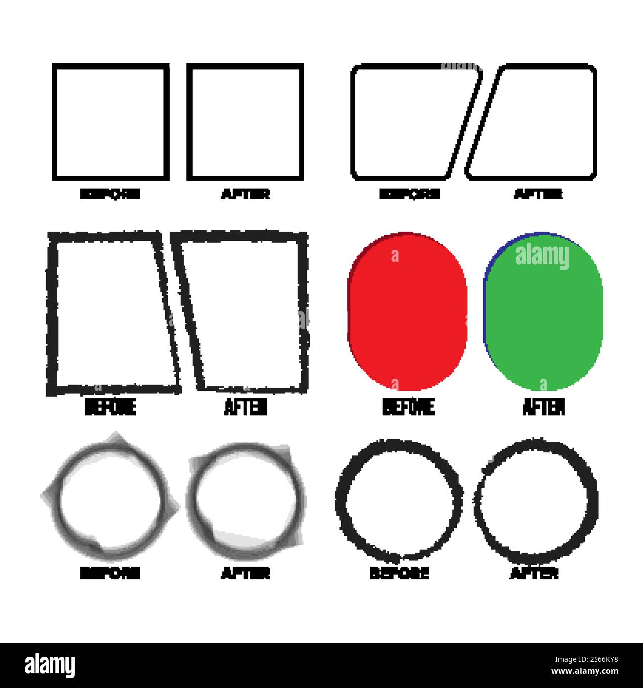 Geometrical Figures Before And After Set Vector. Collection Of Before ...