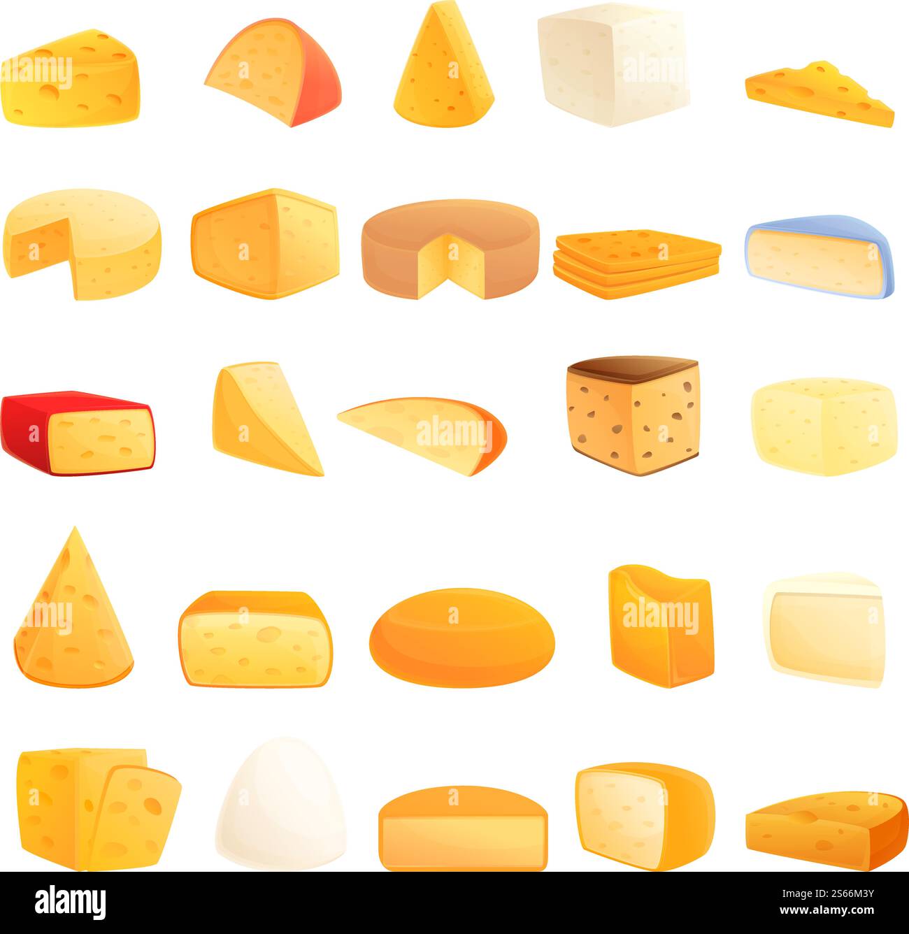 Cheese icons set. Cartoon set of cheese vector icons for web design ...