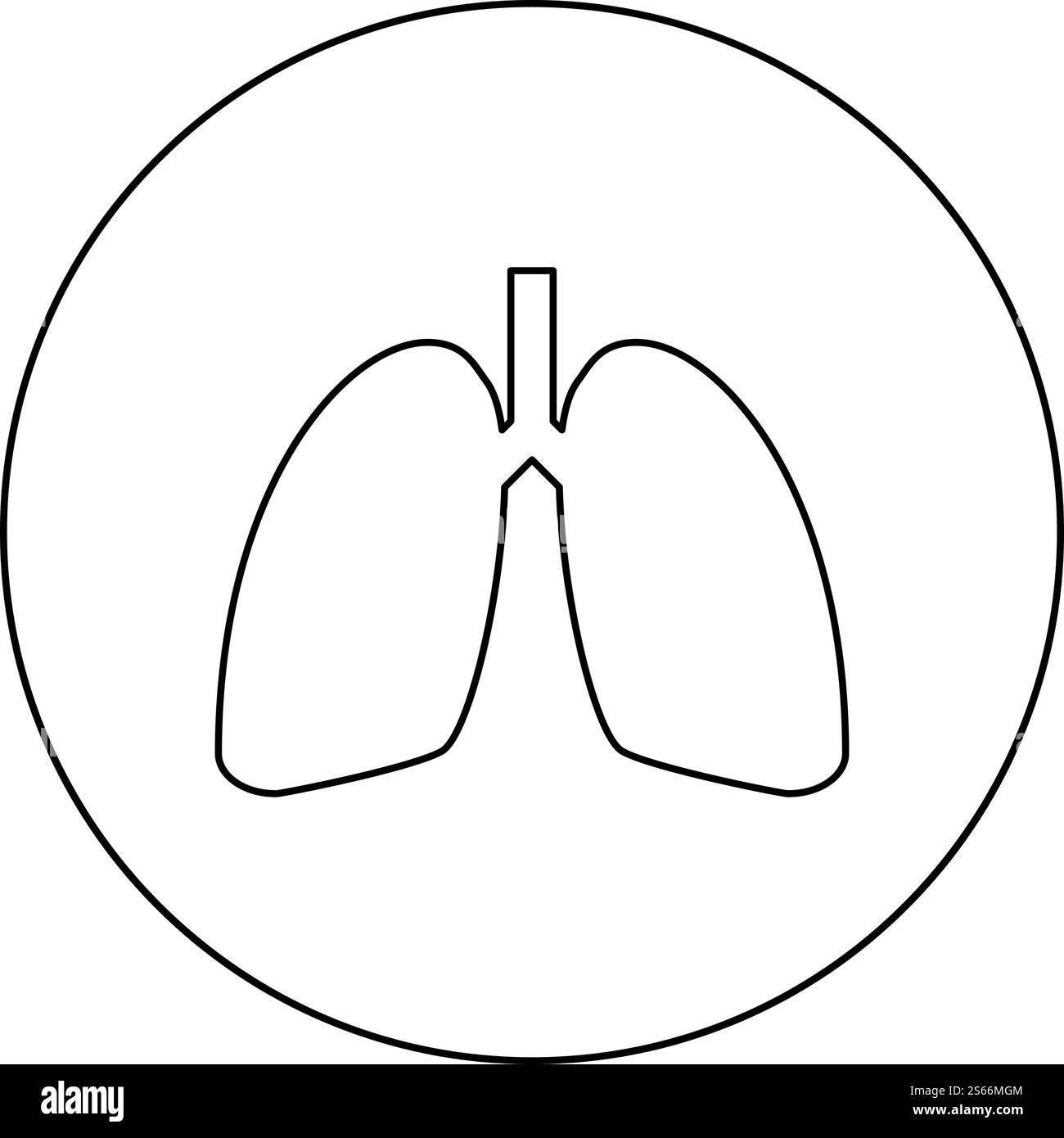 Lungs human icon in circle round outline black color vector illustration flat style simple image ...