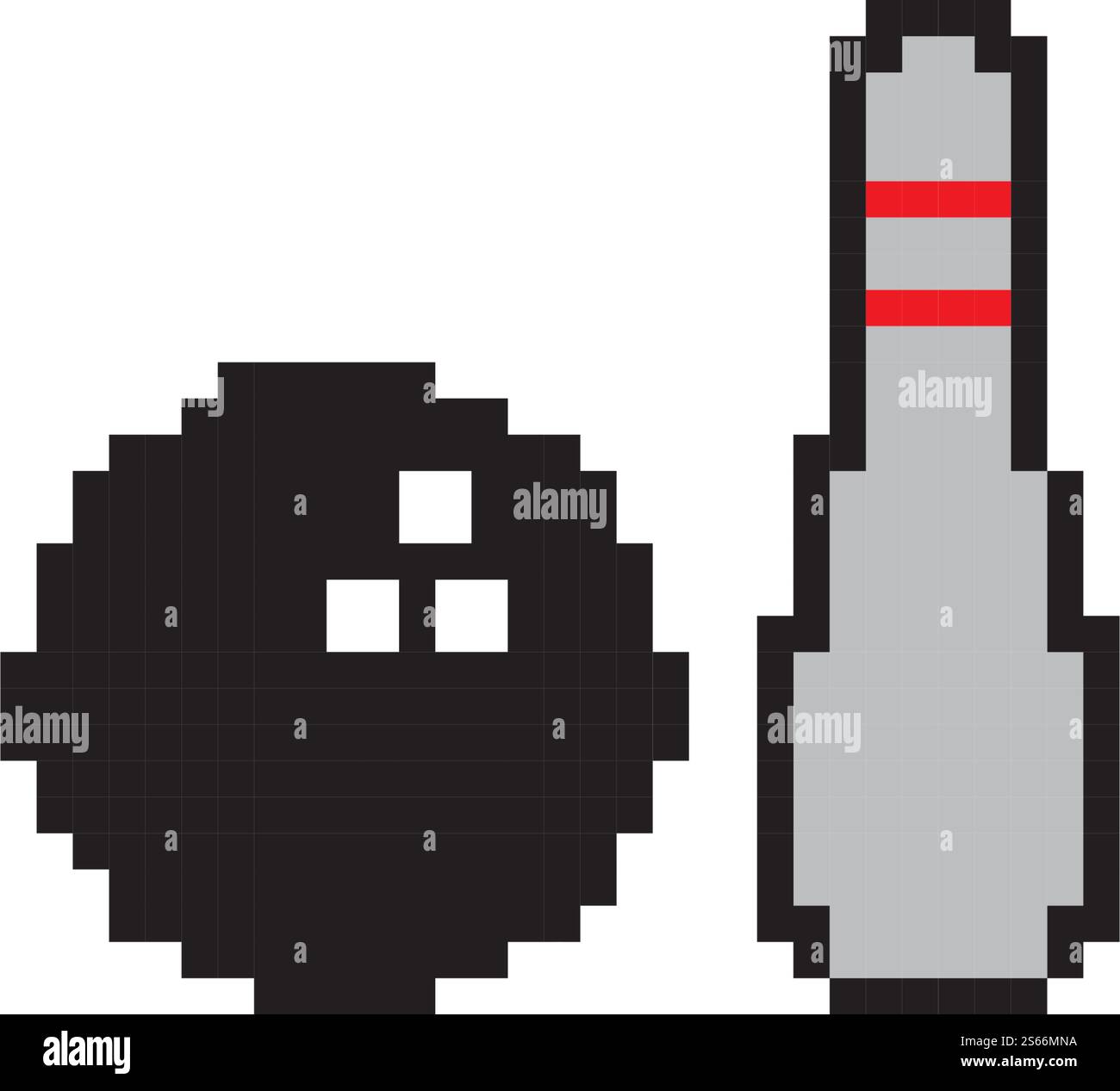 Pixel art Bowling logo and symbol on white background Stock Vector ...
