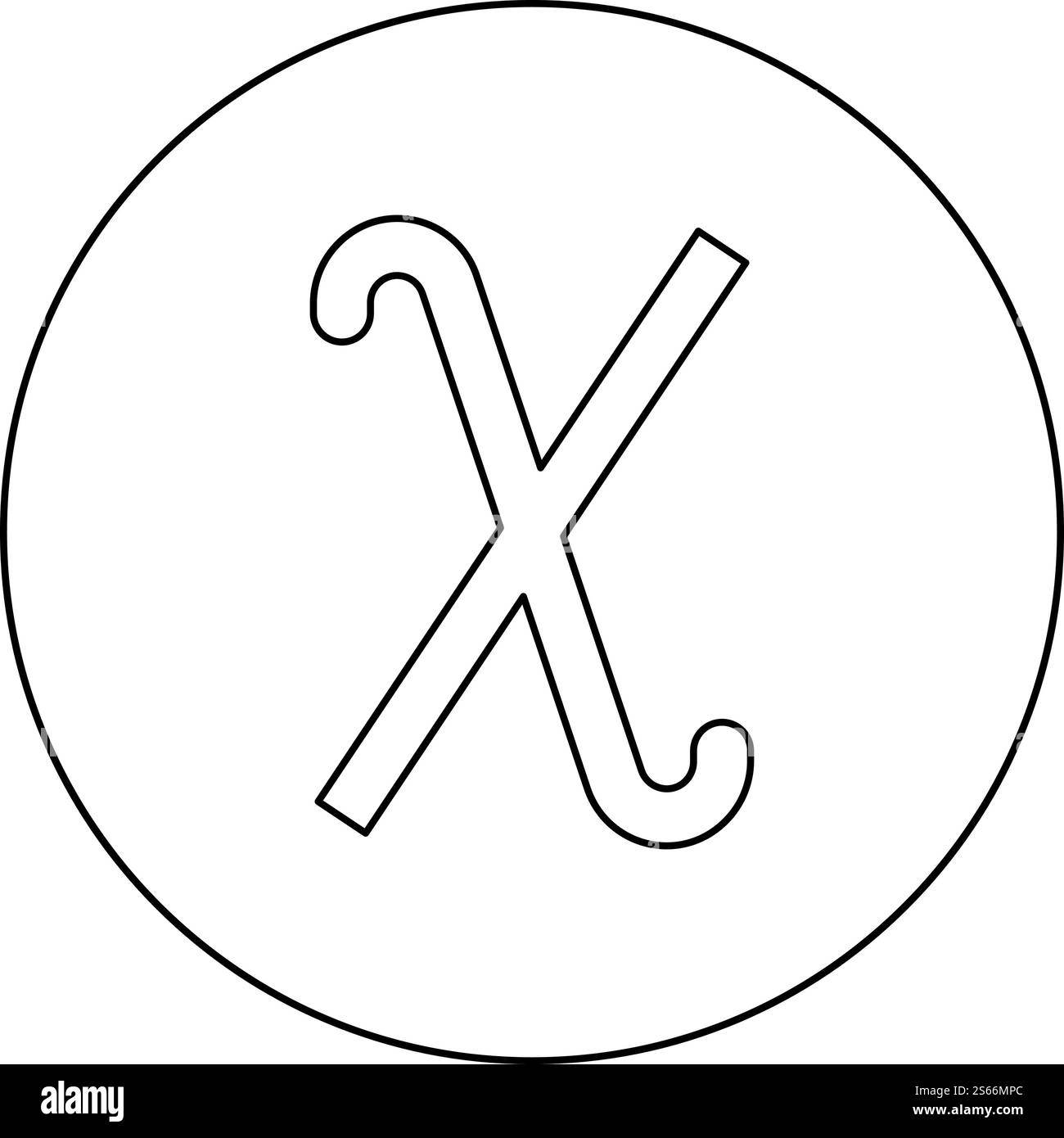 Chi greek symbol small letter lowercase font icon in circle round ...