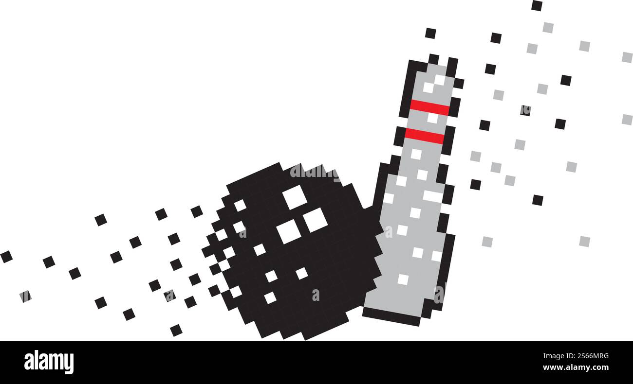 Pixel art Bowling logo and symbol on white background Stock Vector ...