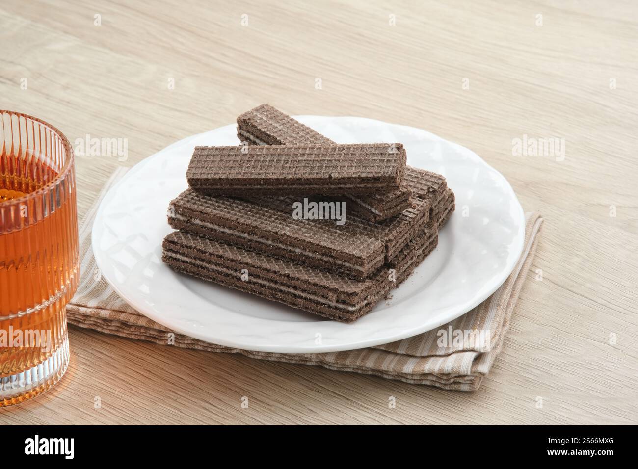 Square wafer biscuits, Crunchy wafers with chocolate cream flavor Stock ...