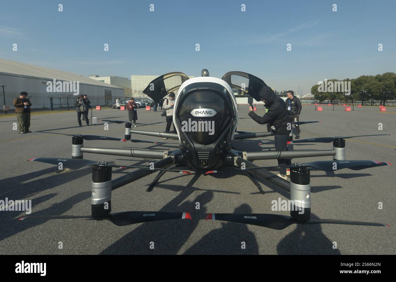 SHANGHAI, CHINA - JANUARY 16, 2025 - A guest experiences Ehang ...