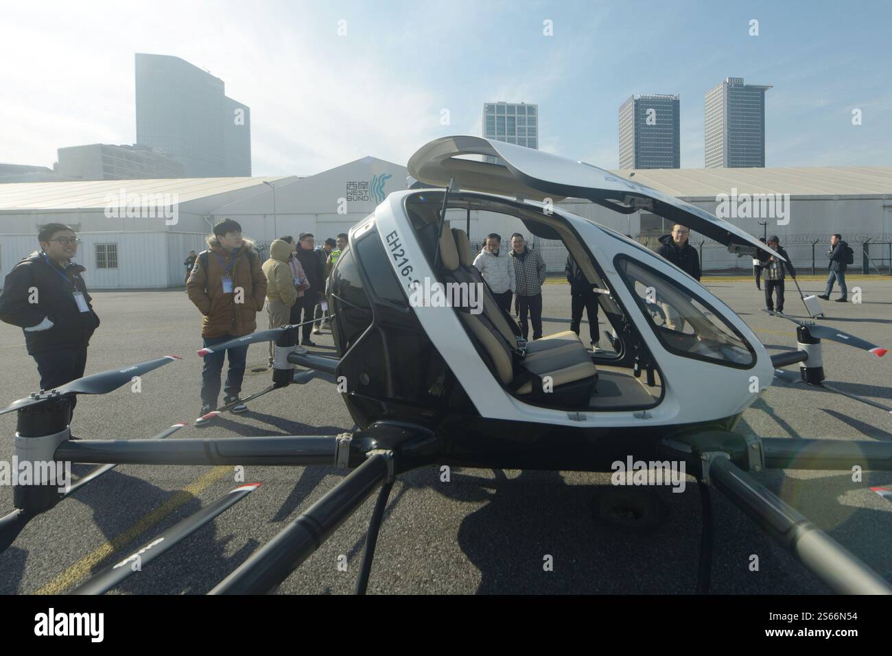 SHANGHAI, CHINA - JANUARY 16, 2025 - A guest experiences Ehang ...