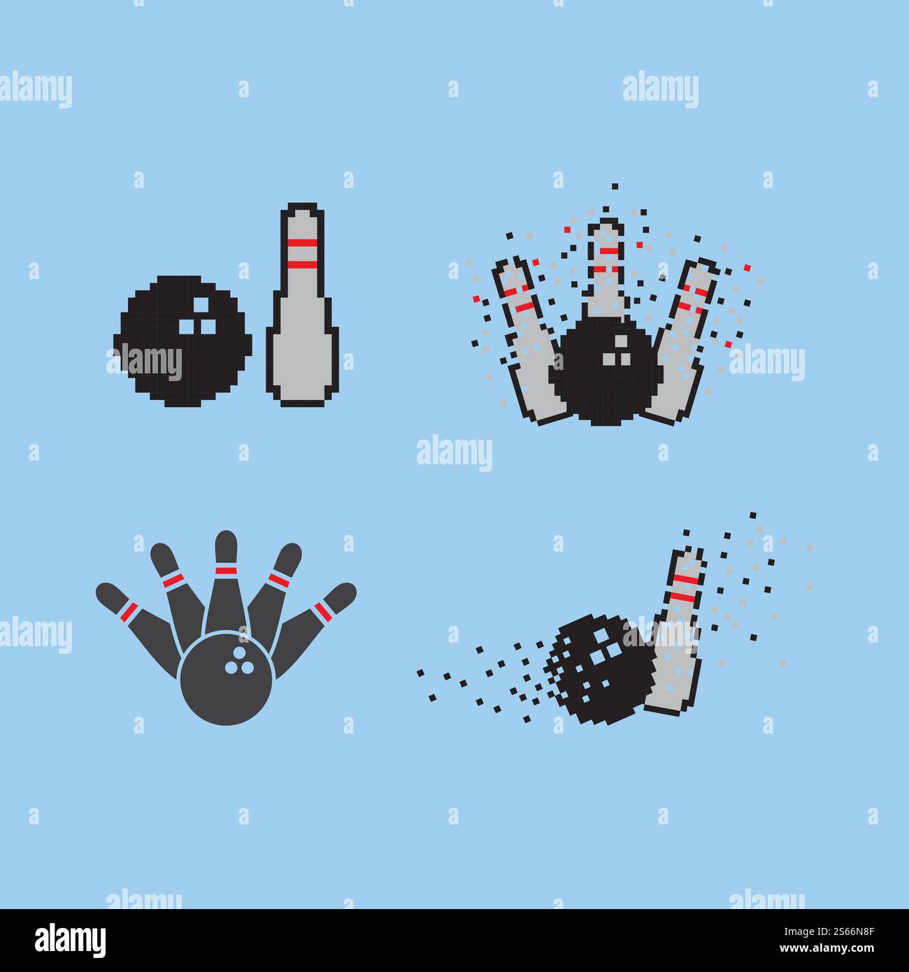 Pixel art Bowling logo and symbol on white background Stock Vector ...