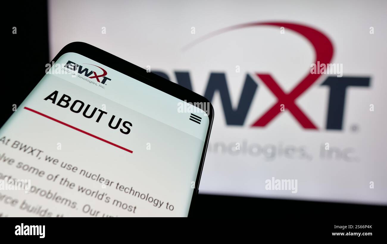 In this photo illustration, a smartphone with the website of US nuclear ...
