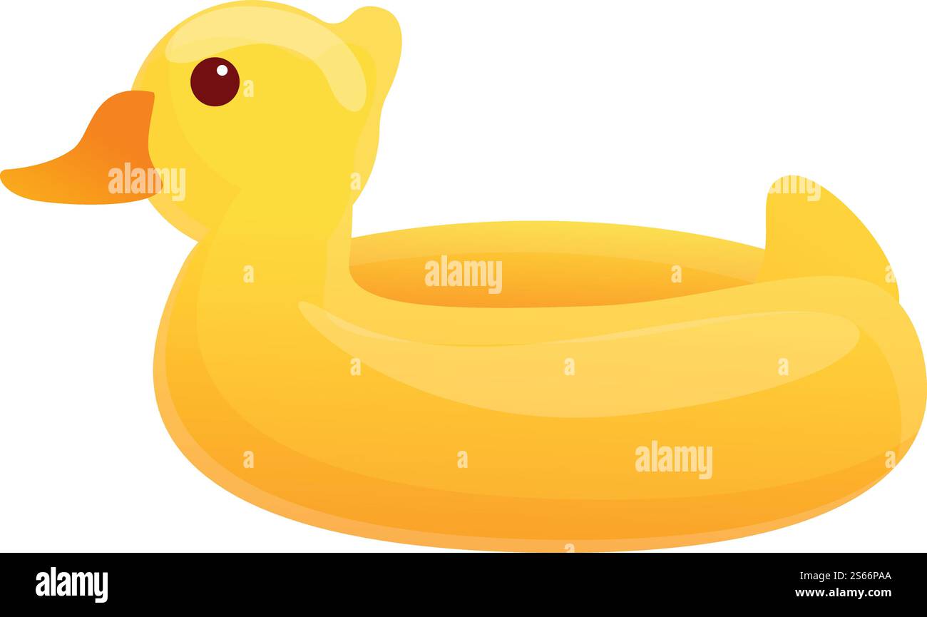 Yellow duck inflatable ring icon. Cartoon of yellow duck inflatable ...