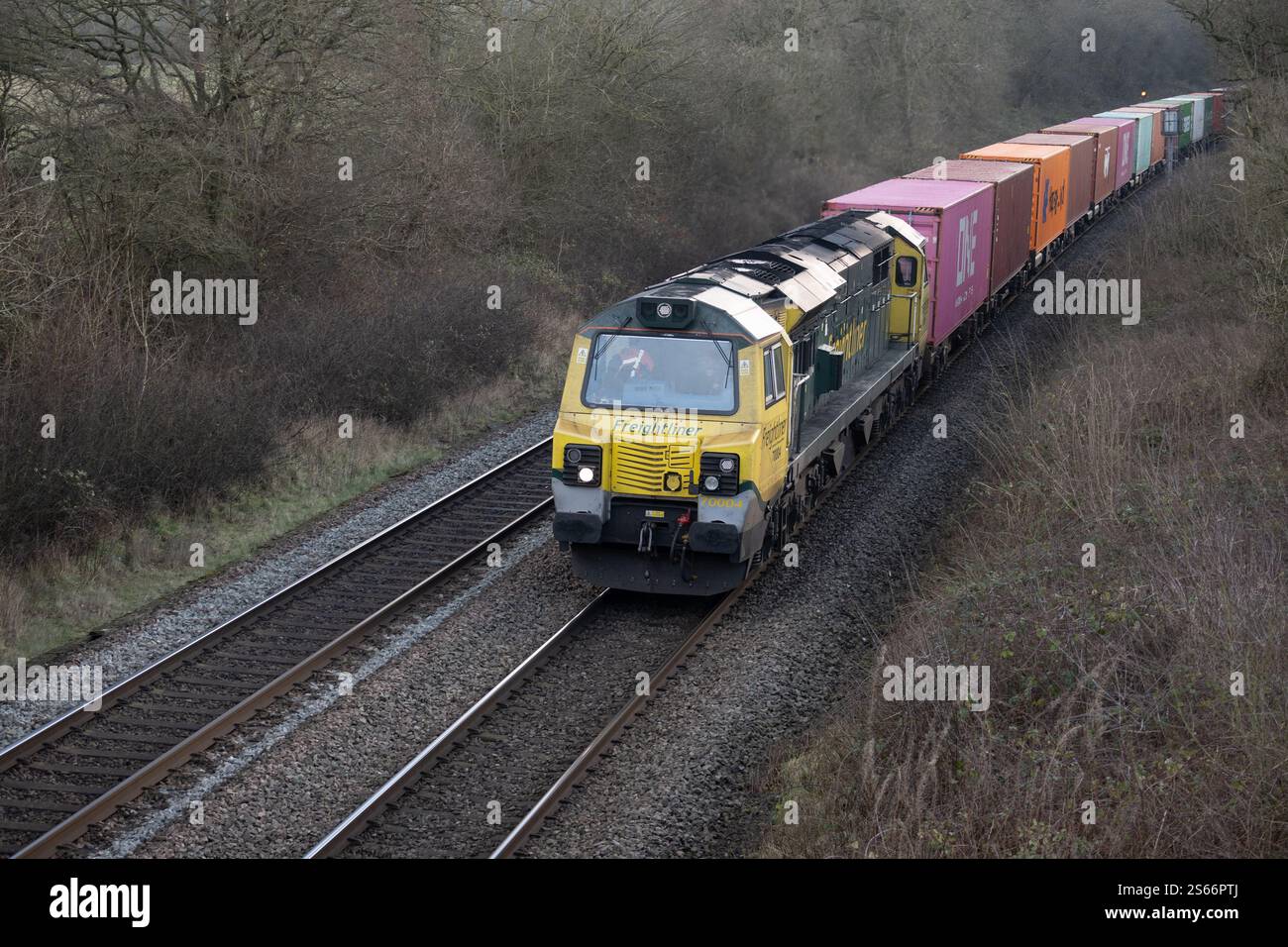 Class 70 diesel locomotive No. 70004 pulling a freightliner train ...