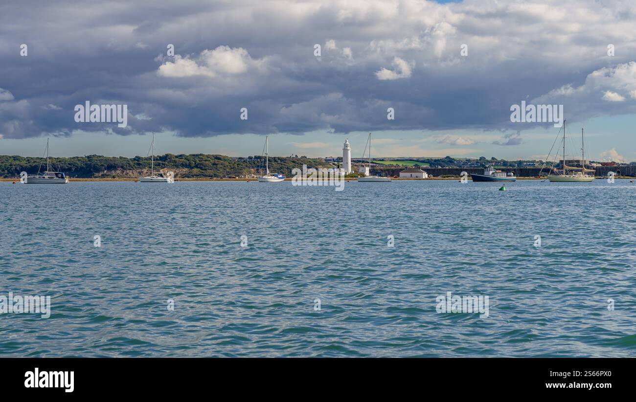 The Hurst Point Lighthouse and Keyhaven Lake near Milford on Sea ...