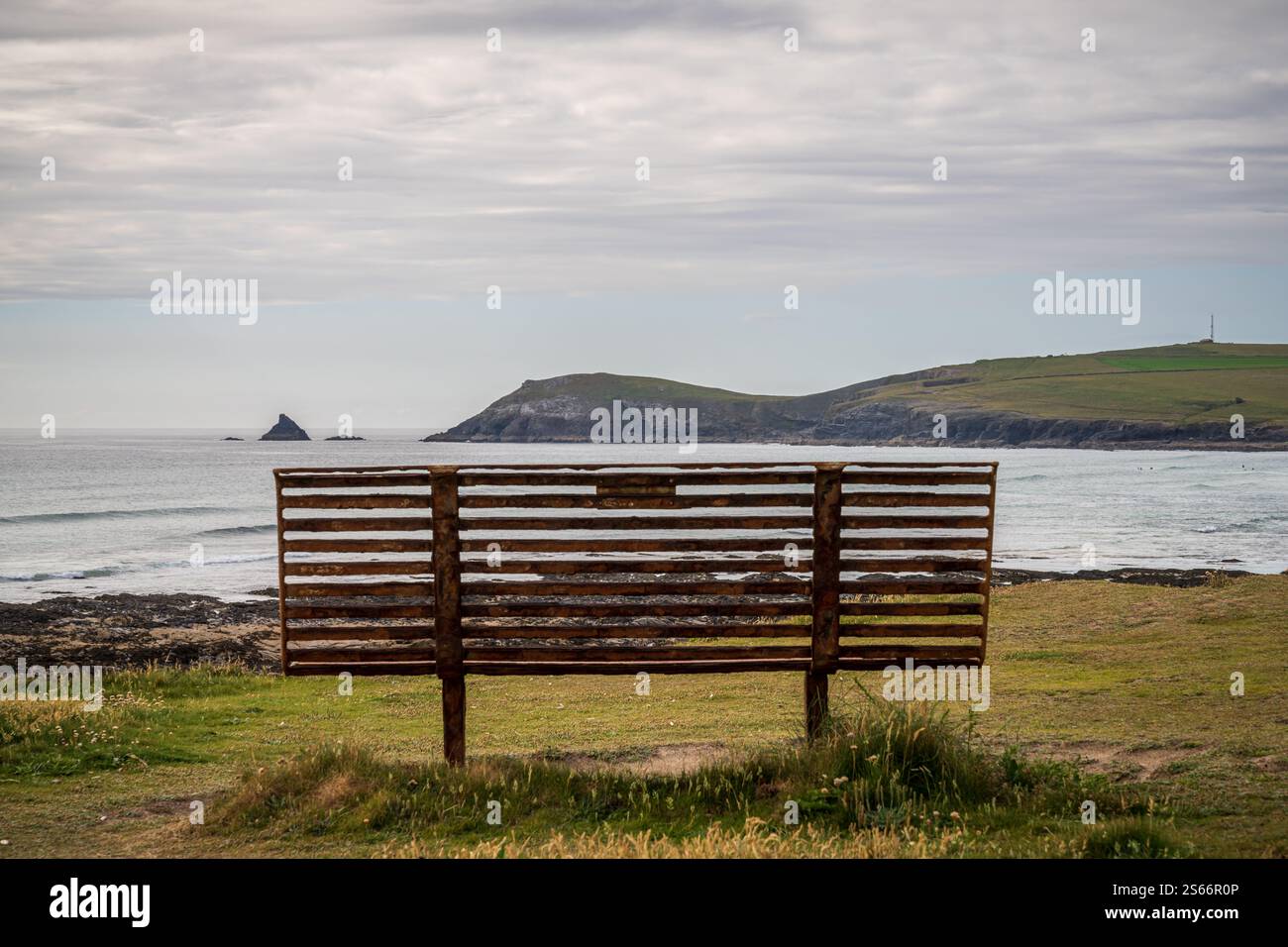 An old rusty bench in Treyarnon Bay, Cornwall, England, UK Stock Photo ...