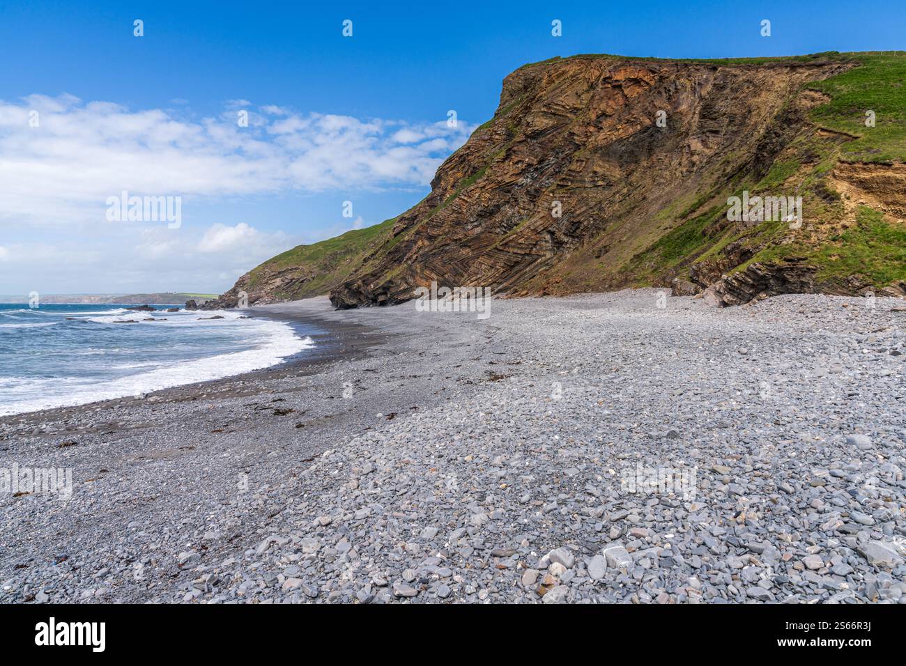 The cliffs and beach in Millook Haven, Cornwall, England, UK Stock ...