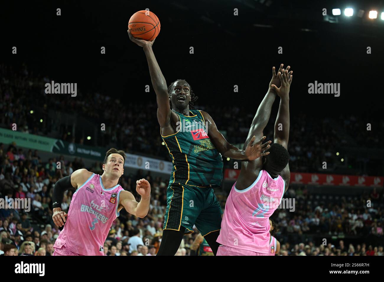 Tasmania JackJumpers Gorjok Gak during the NBL Round 17 game between ...