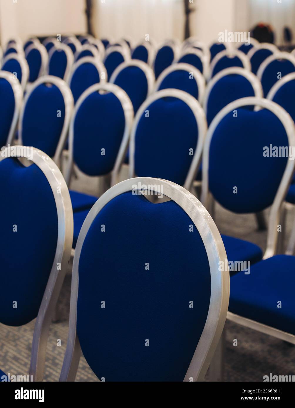 Empty modern conference hall, venue for congress lecture, line row of ...