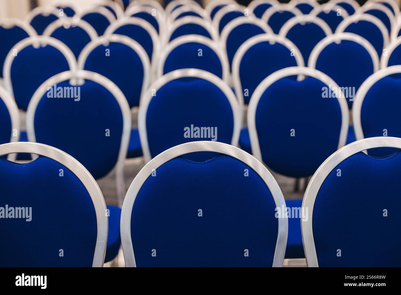 Empty modern conference hall, venue for congress lecture, line row of ...