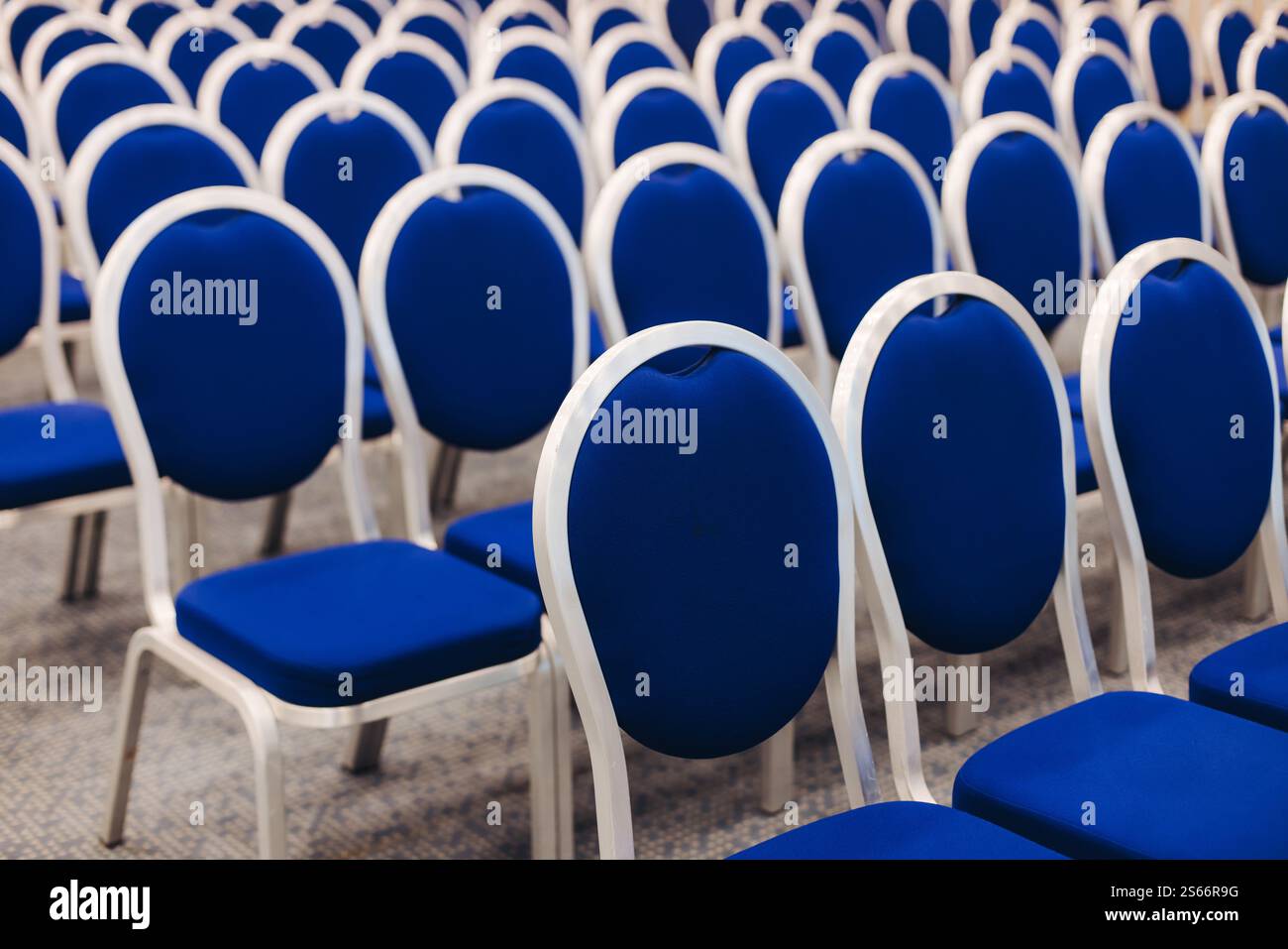 Empty modern conference hall, venue for congress lecture, line row of ...