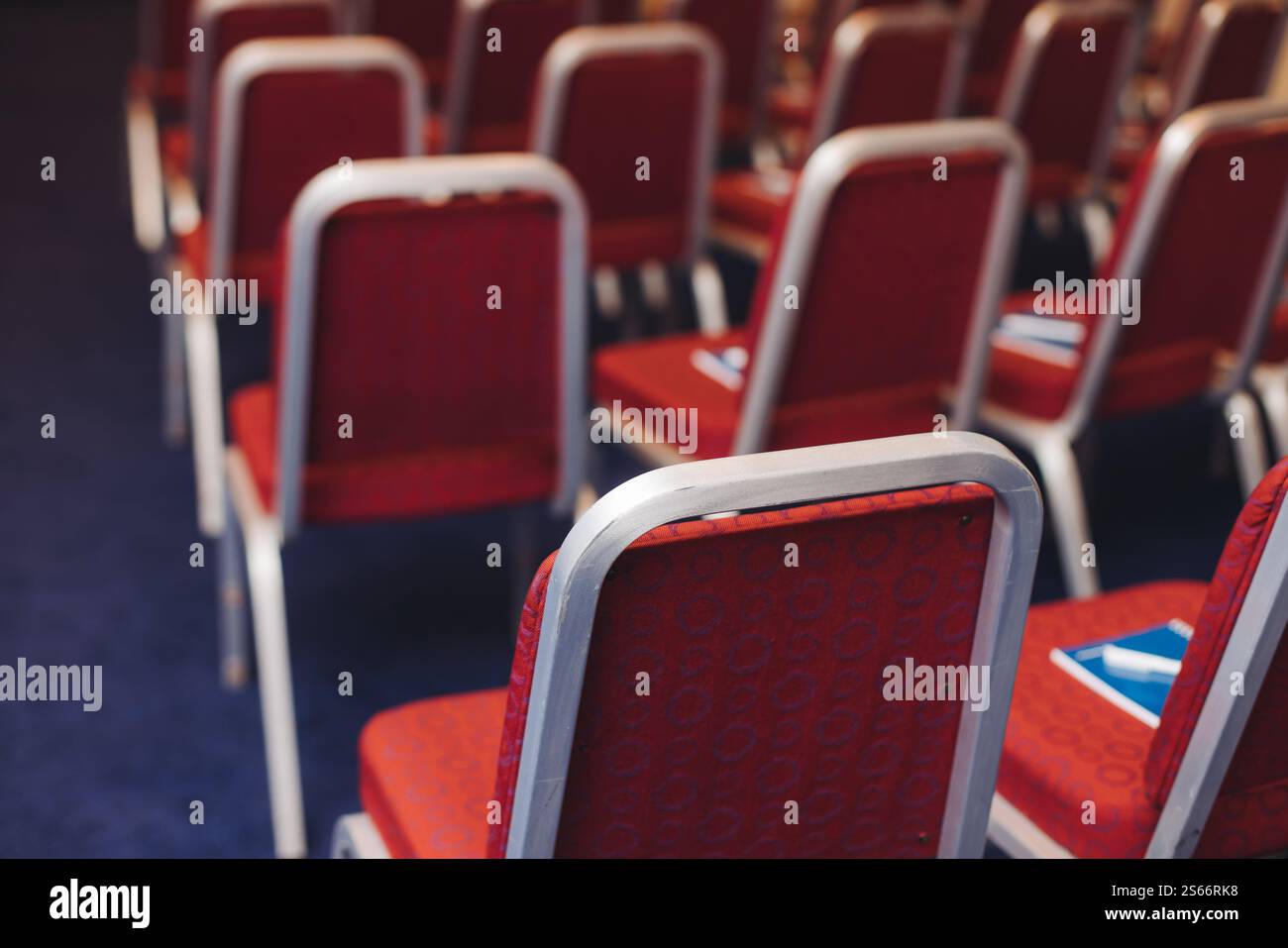 Empty modern conference hall, venue for congress lecture, line row of ...