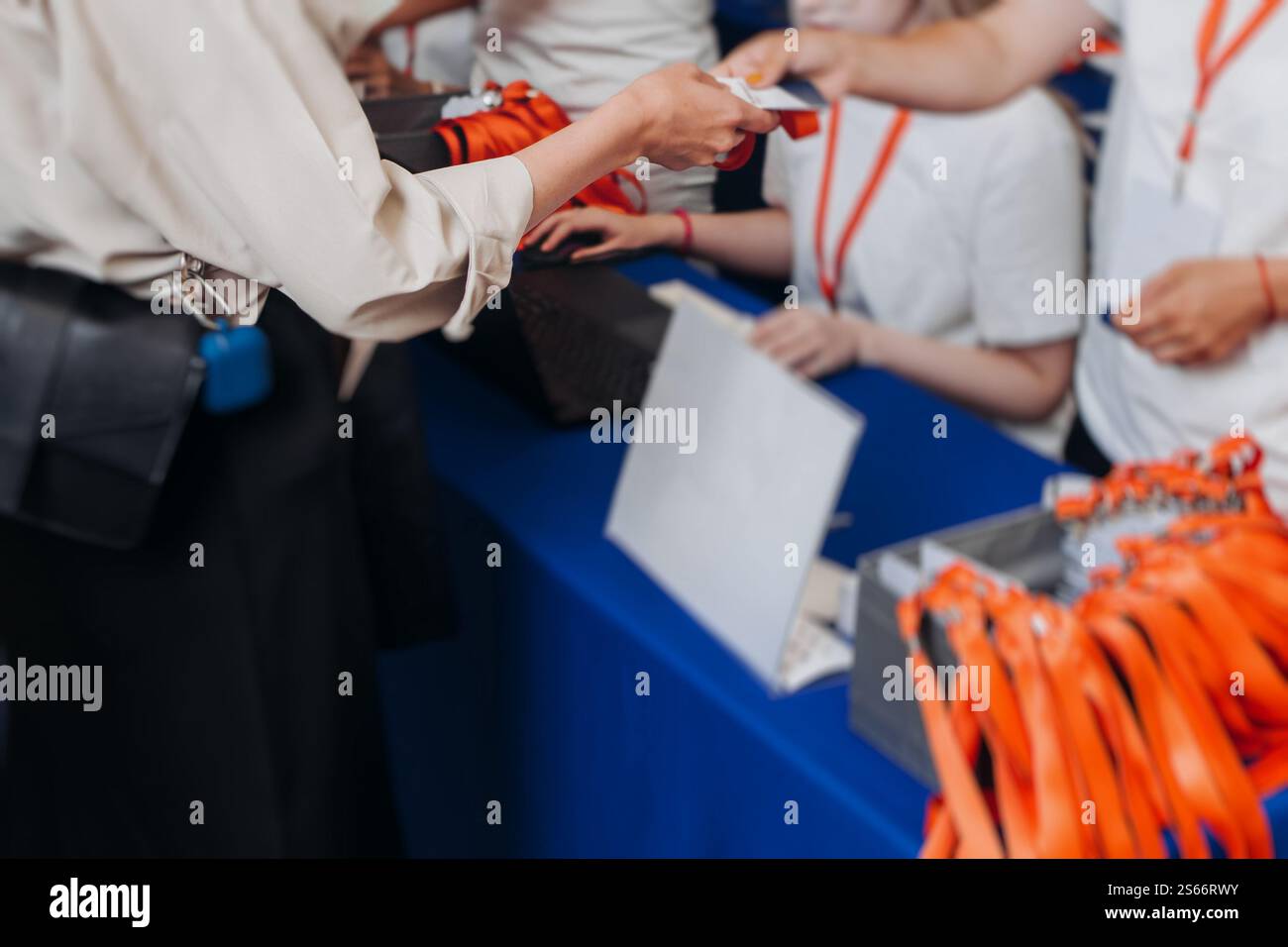 Process of checking in on conference congress forum event, registration ...