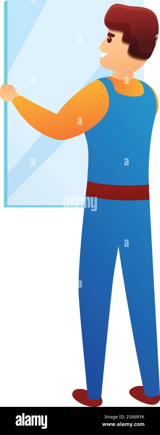 Repairman change window icon. Cartoon of repairman change window vector ...