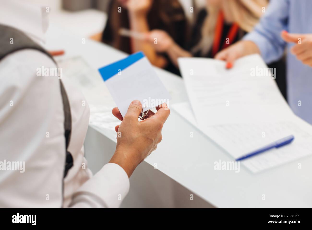 Process of checking in on conference congress forum event, registration ...