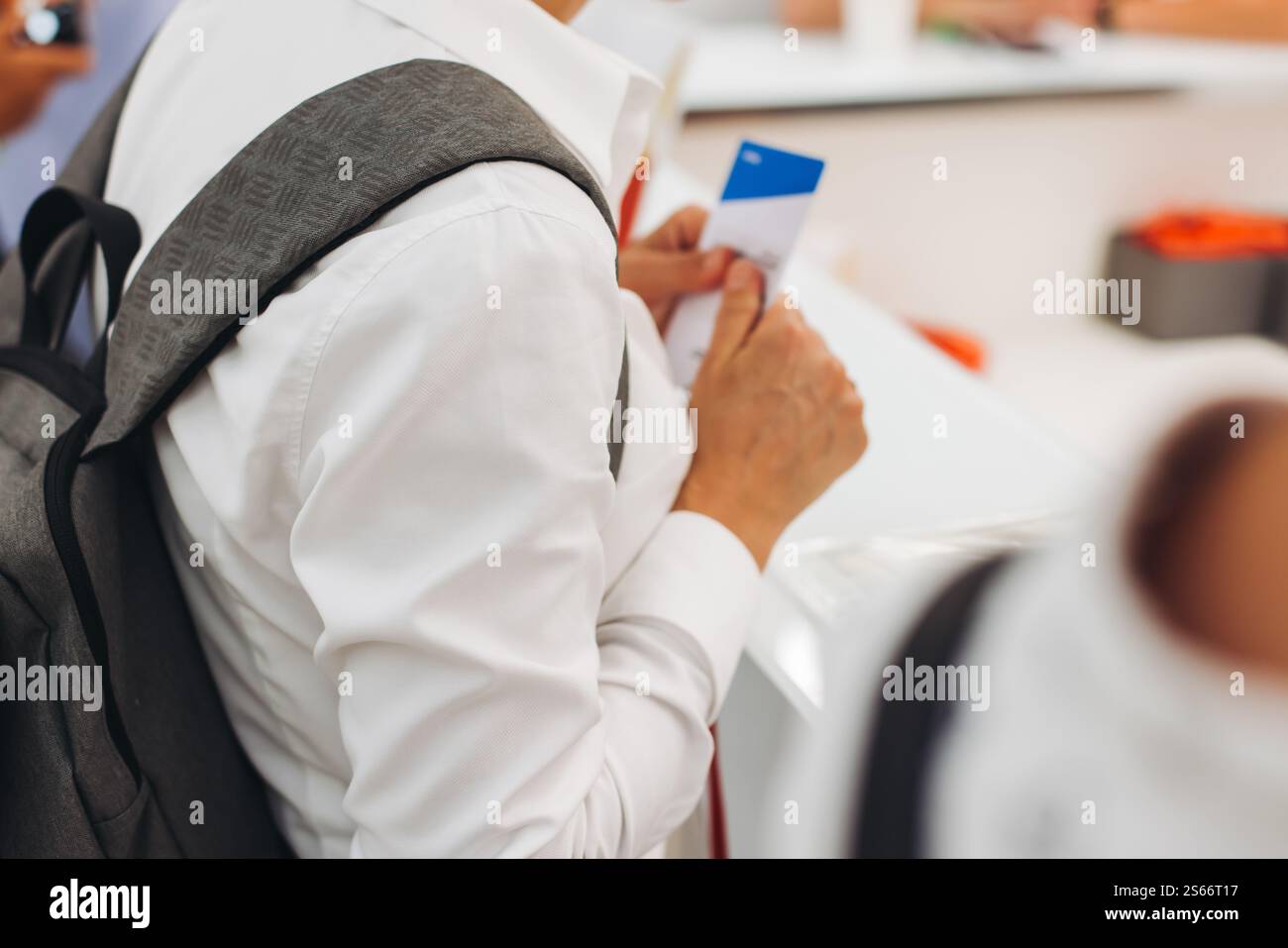 Process of checking in on conference congress forum event, registration ...