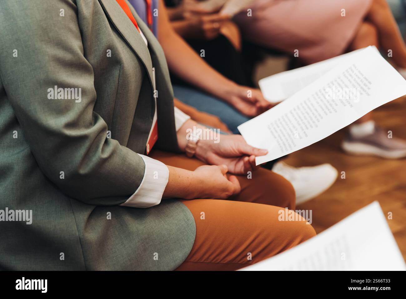 Choir rehearsal, vocal class singing in the auditorium hall, group of ...