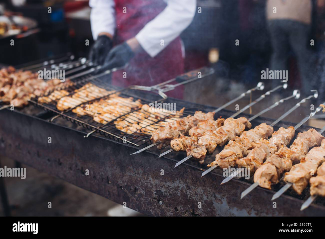 Food festival with food stall kiosk, open-air outdoor fair market ...