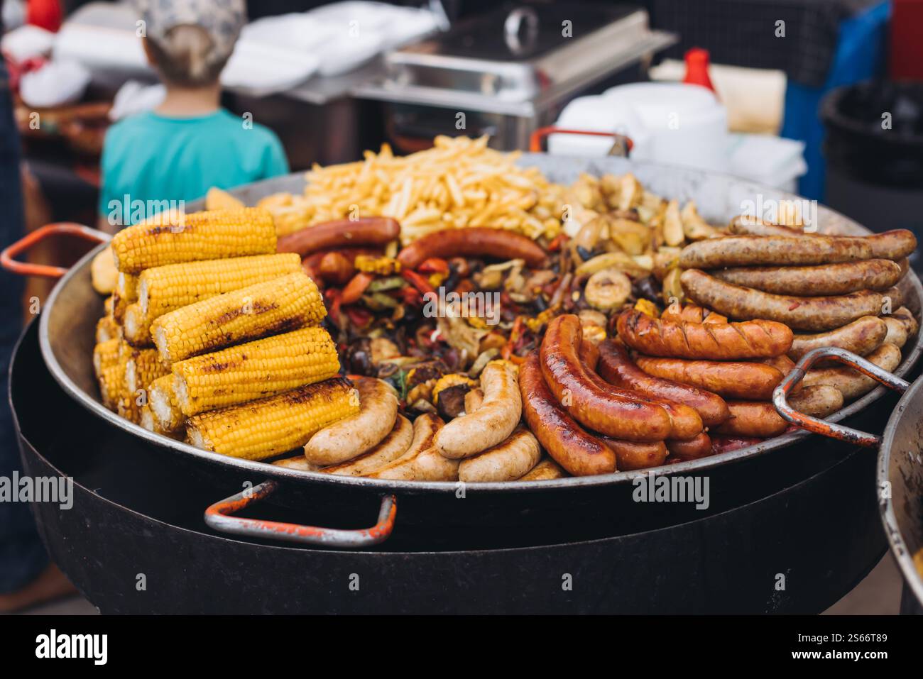 Food festival with food stall kiosk, open-air outdoor fair market ...
