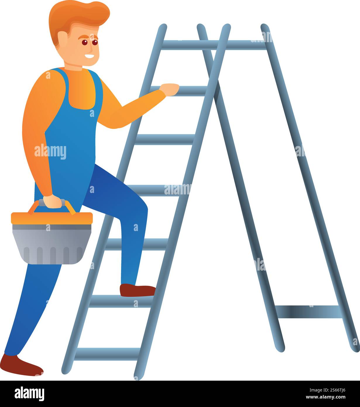 Worker on ladder construction Stock Vector Images - Alamy