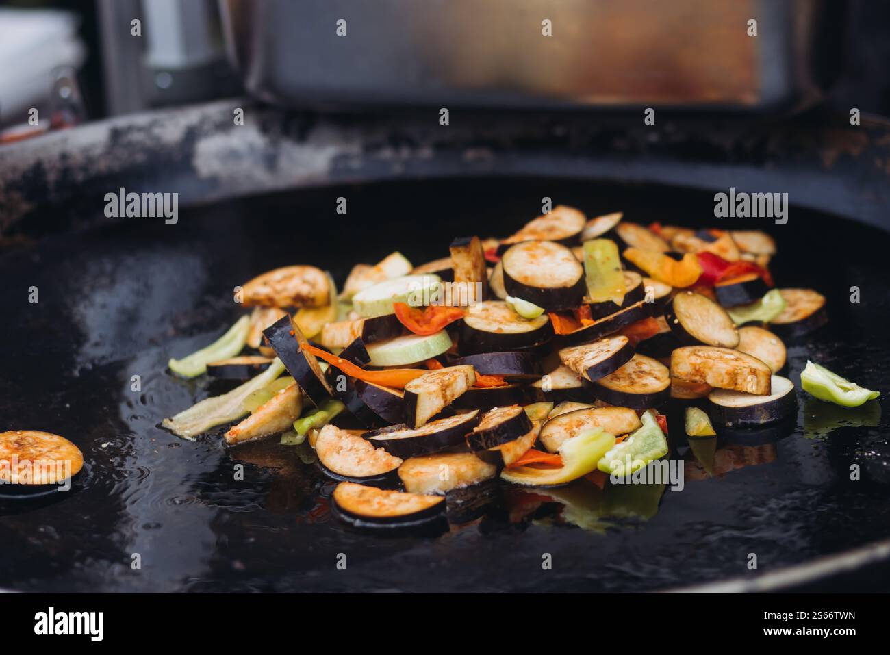 Food festival with street food stall kiosk, open-air outdoor fair ...