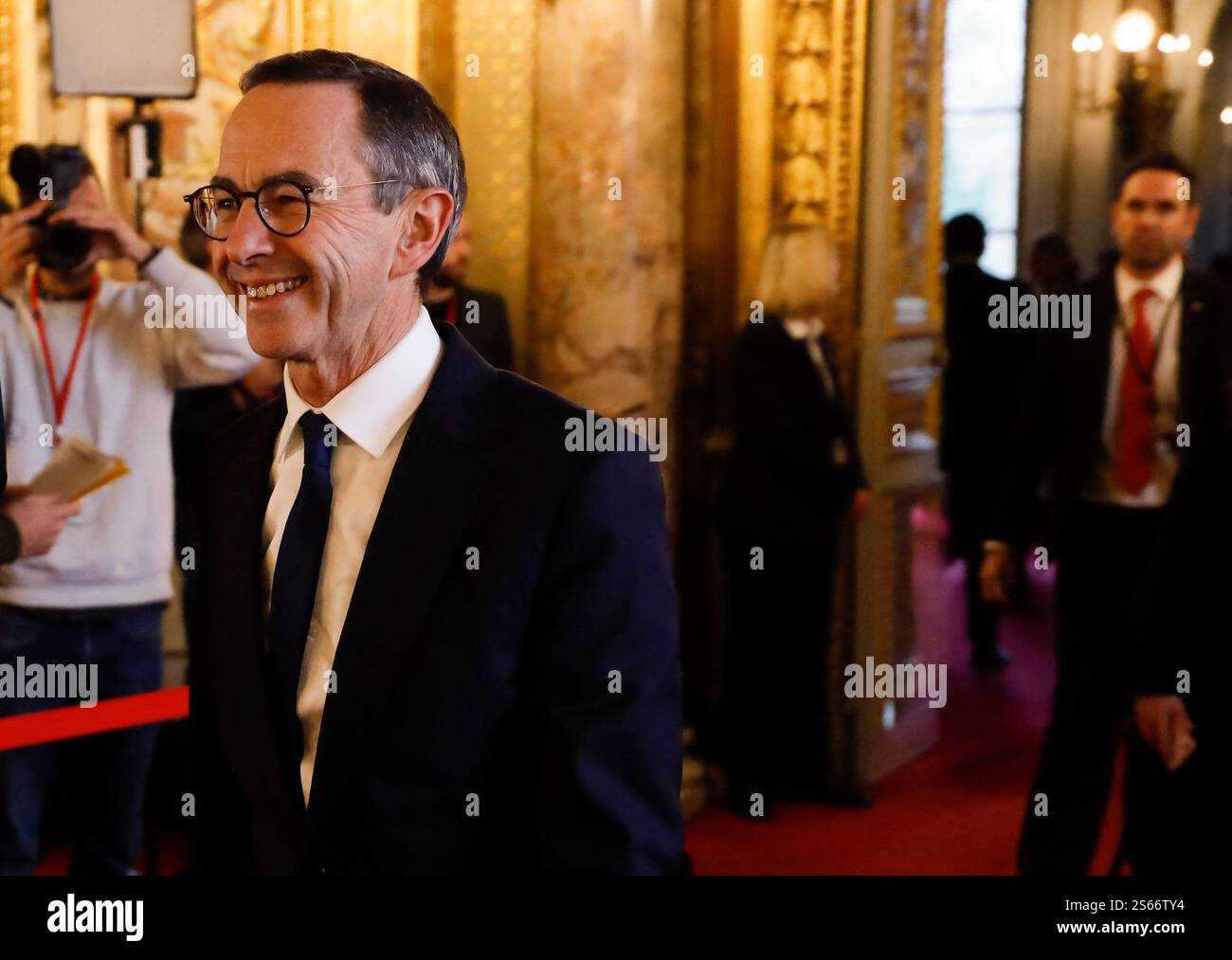 Paris, France. 15th Jan, 2025. Interior Minister Bruno Retailleau at ...